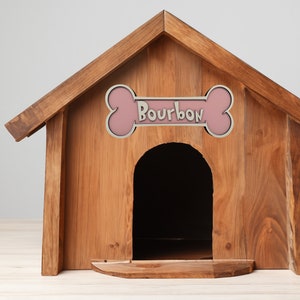 Custom Dog Name Sign | Wooden Bone Shaped Sign for Dog House, Food Bowl ...