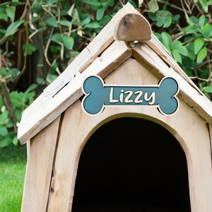 Custom Dog Name Sign | Wooden Bone Shaped Sign for Dog House, Food Bowl ...