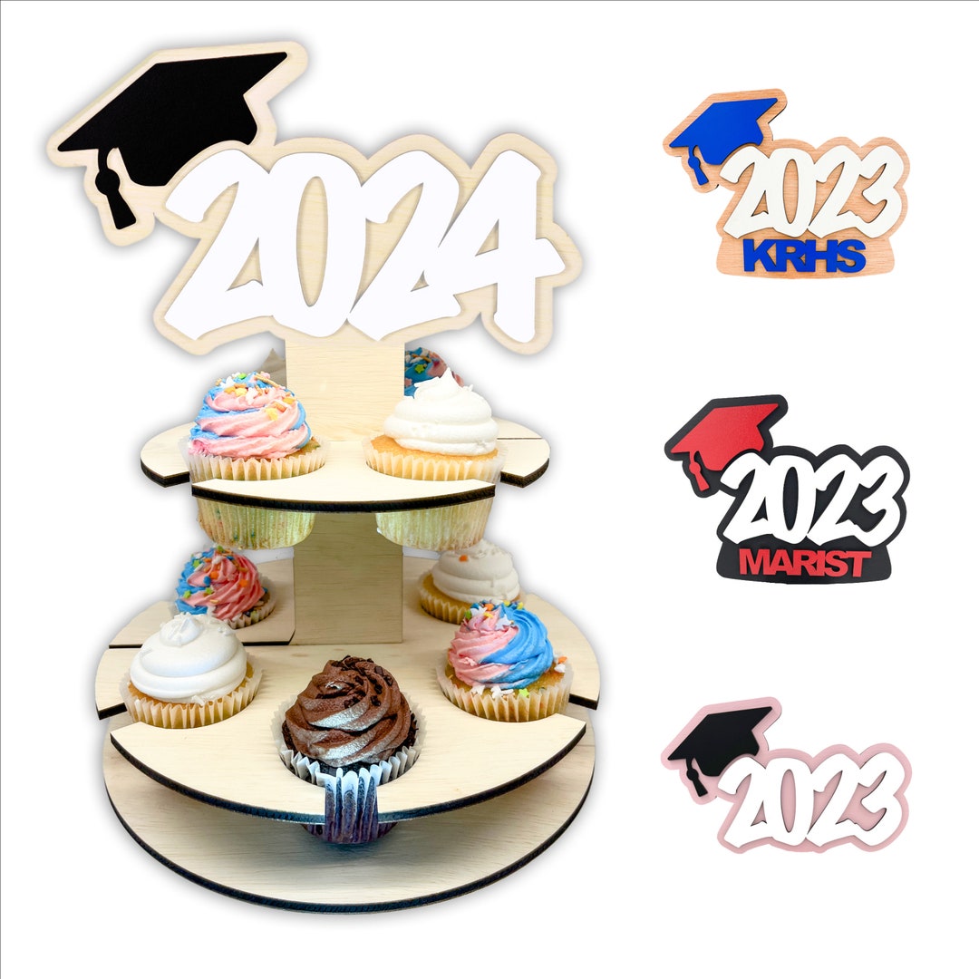 Graduation Cupcake Stand for Dessert Table Display | Laser Cut Wood ...