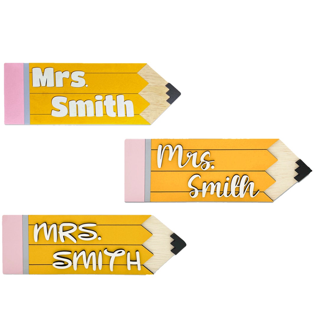 Personalized Pencil Teacher Name Sign: Wooden Classroom Decor - Etsy