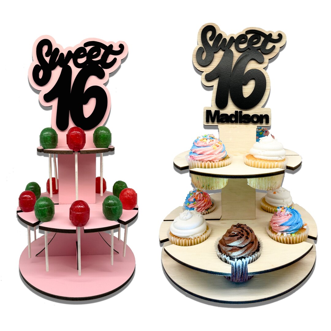 Sweet 16 Dessert Table Display Set Centerpieces: Cupcake Stand ...