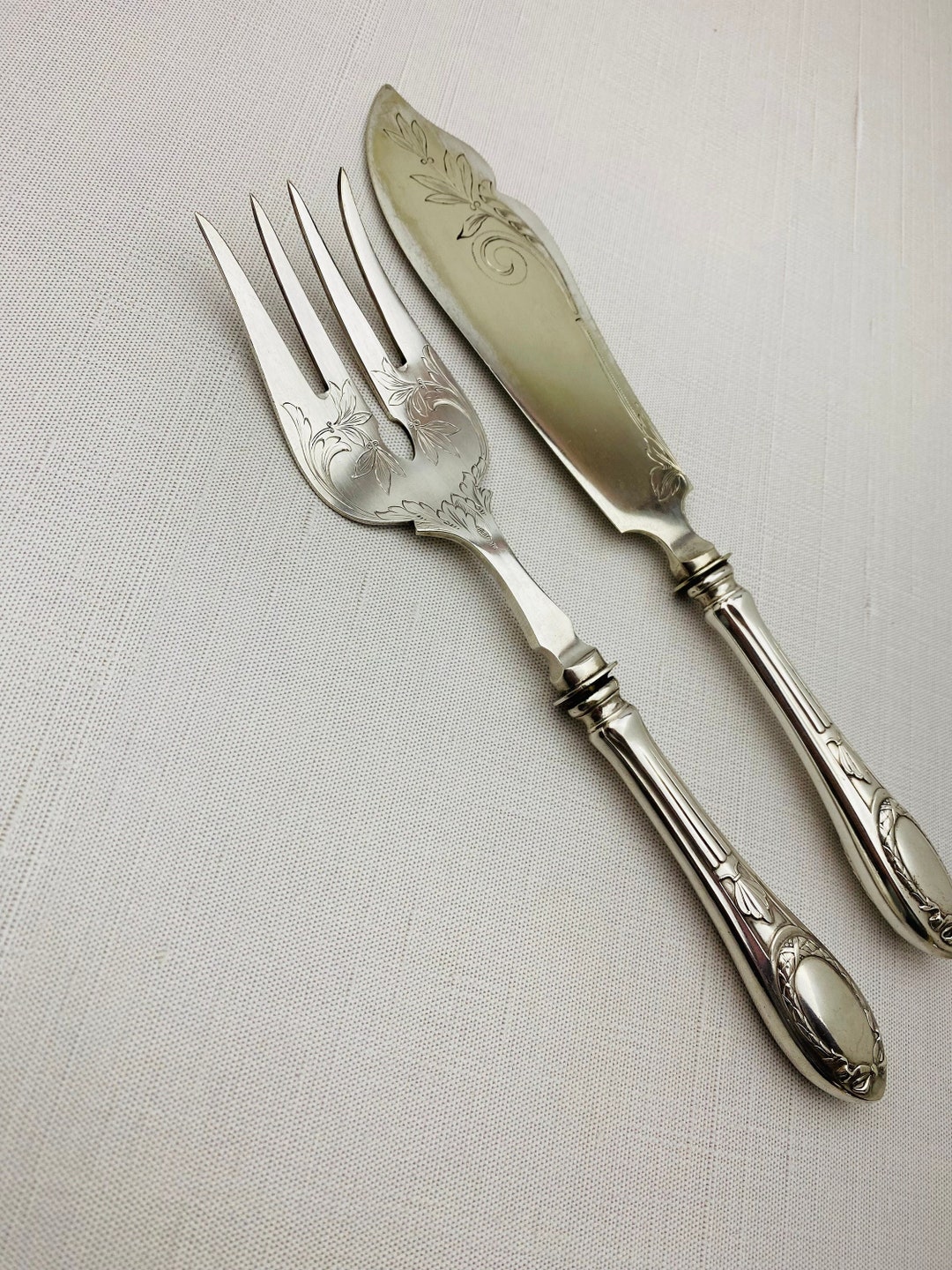Art Nouveau 800 Silver Serving Set Antique Silverware Circa 1910 German ...