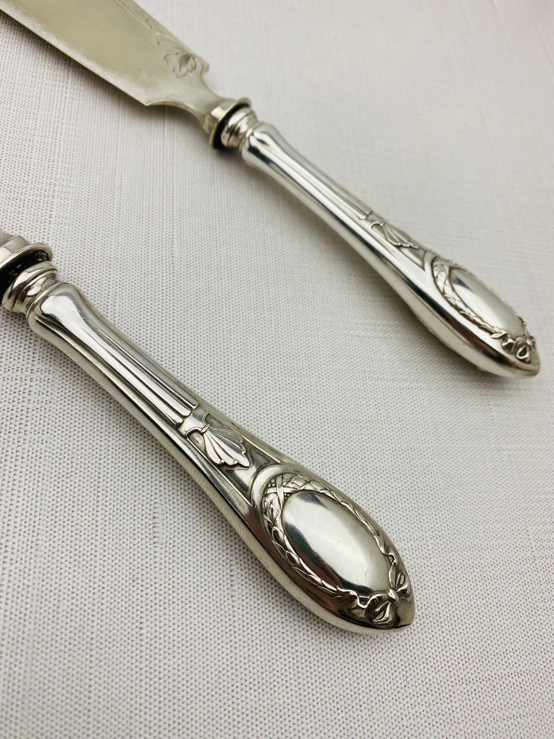 Art Nouveau 800 Silver Serving Set Antique Silverware Circa 1910 German ...