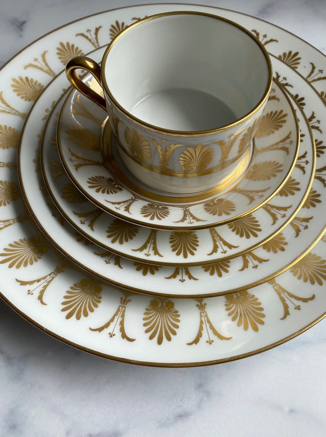 5 Piece Vintage Plates by Richard Ginori Pompeii, Gold Five Piece Table ...