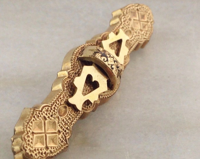 Victorian Bar Pin of Rolled Rose Yellow Gold Ca 1880. - Etsy