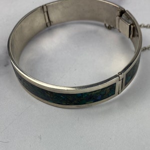 Inlaid Turquoise and Sterling Silver Bracelet | Made in Mexico ...