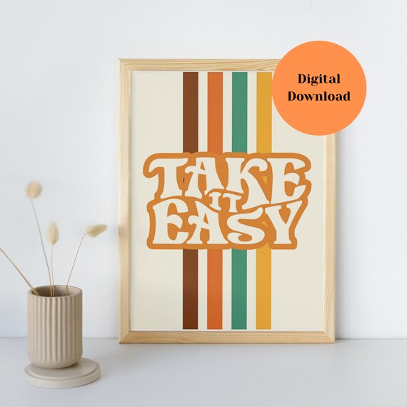 Take It Easy Print 70's Retro Poster Vintage Wall Art - Etsy