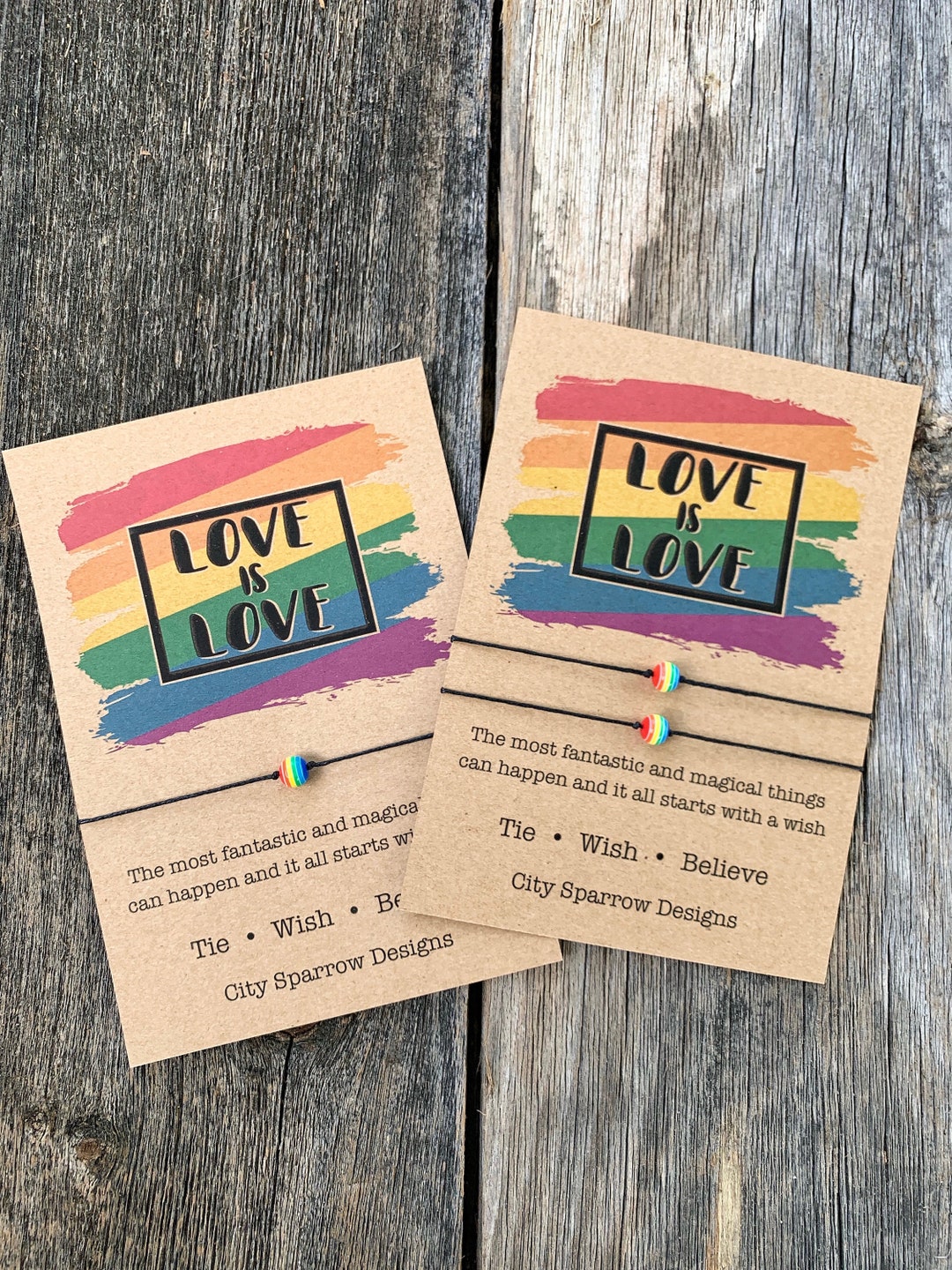 Love is Love Rainbow Pride Wish Bracelet.8mm Round Rainbow Bead, Choice ...