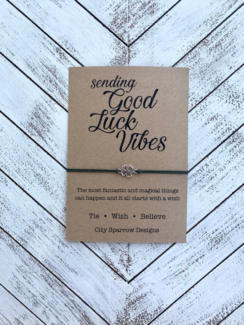 Good Luck Vibes Shamrock Wish Bracelet on a 1mm Wax Cotton - Etsy