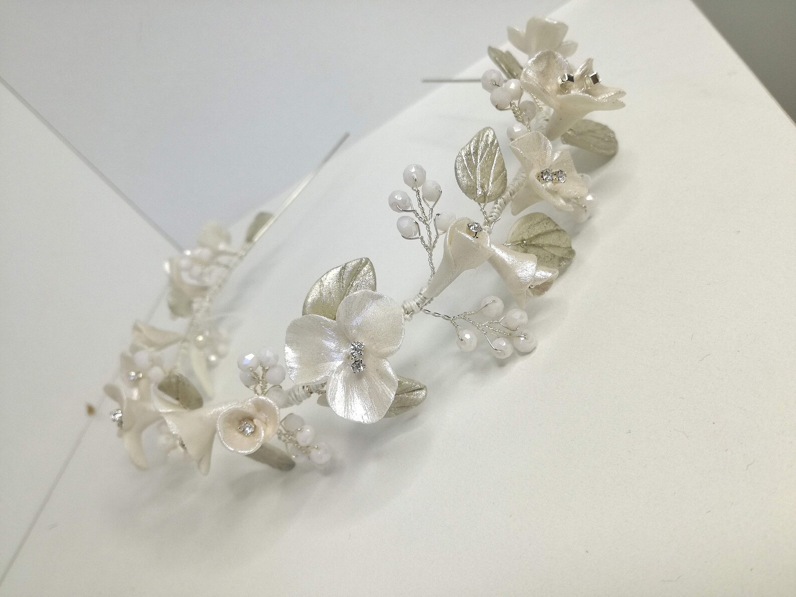 Floral Ivory Bridal Crown Wedding Flower Boho Tiara Outdoor - Etsy