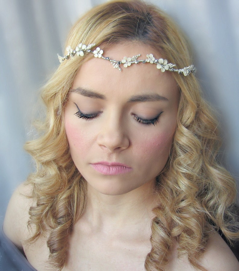 Floral wedding crown Floral bridal halo Floral wedding | Etsy