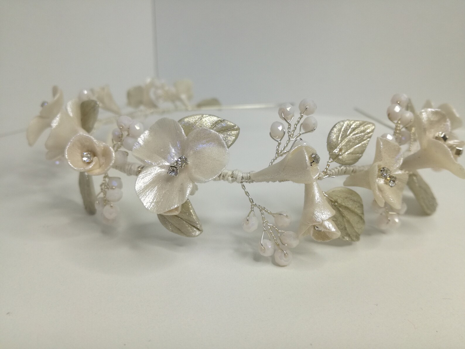 Floral Ivory Bridal Crown Wedding Flower Boho Tiara Outdoor - Etsy