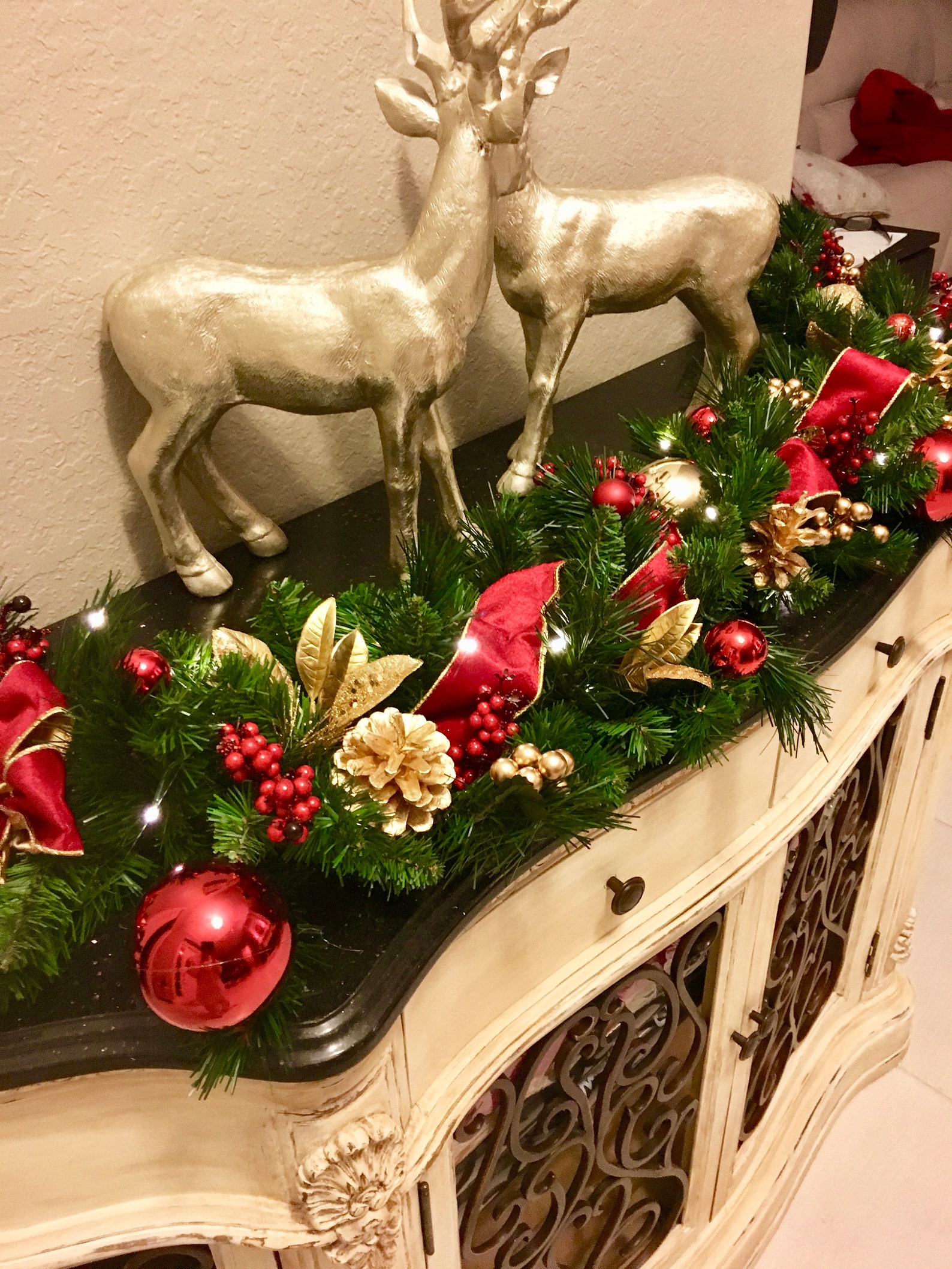 Red Velvet Christmas Garland, 5ft, 48 LED Lights With Timer - Etsy