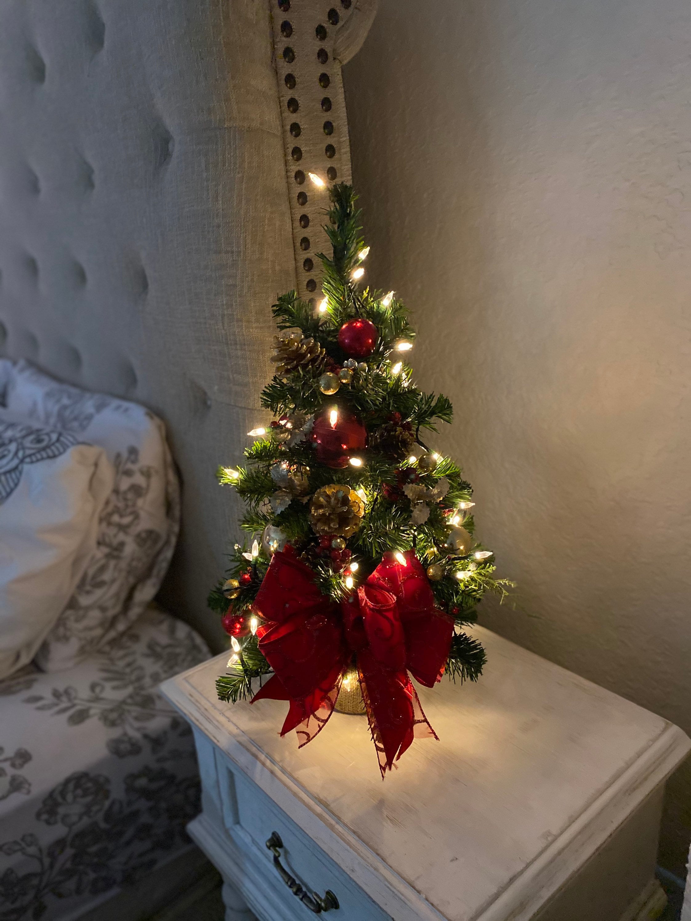 Table Christmas Tree. Christmas Topiary Tree. LED Cordless | Etsy