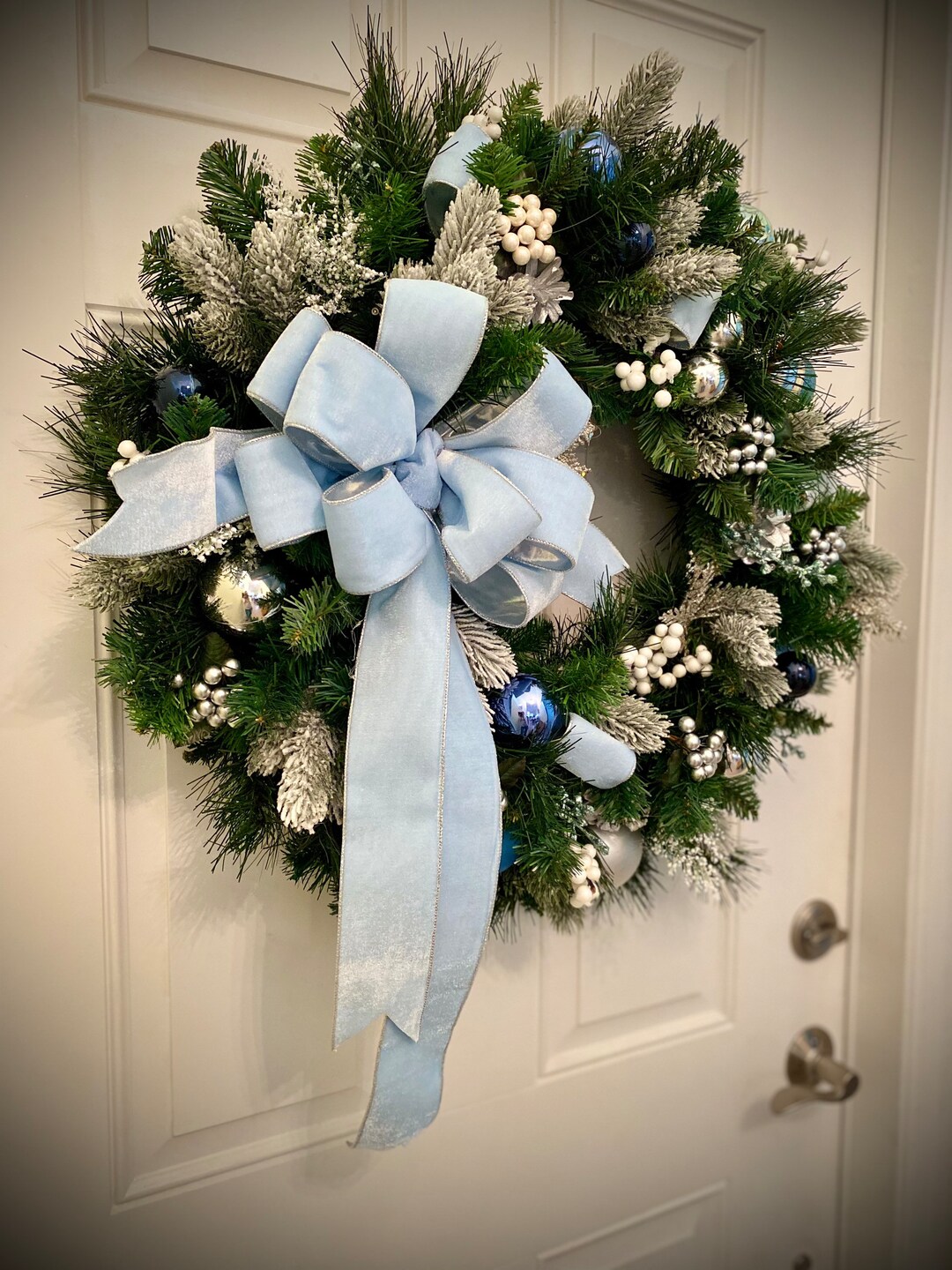 Baby Blue Wreath, Blue Wreath, Icy Blue Velvet, Silver Wreath, Cordless ...