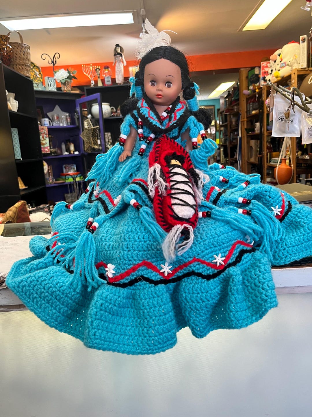 Handmade Crocheted Native American Doll With Papoose: 1980s Vintage - Etsy