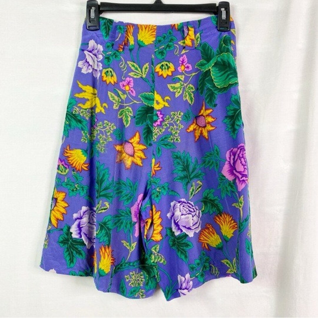 Vintage Purple Floral Print Silk Bermuda Shorts XS - Etsy