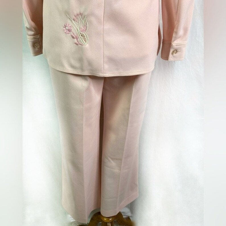 Vintage Early 60s Pastel Pink Pant Suit Floral Embroidery 3 Pc Set ...