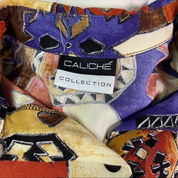 Vintage Abstract Aztec Brown Print Short Sleeve Button up Shirt 2X - Etsy