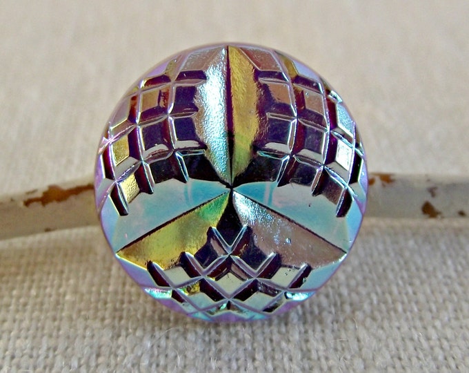 Purple Aurora Borealis Button Czech Glass Bc-104,18mm Glass Button ...