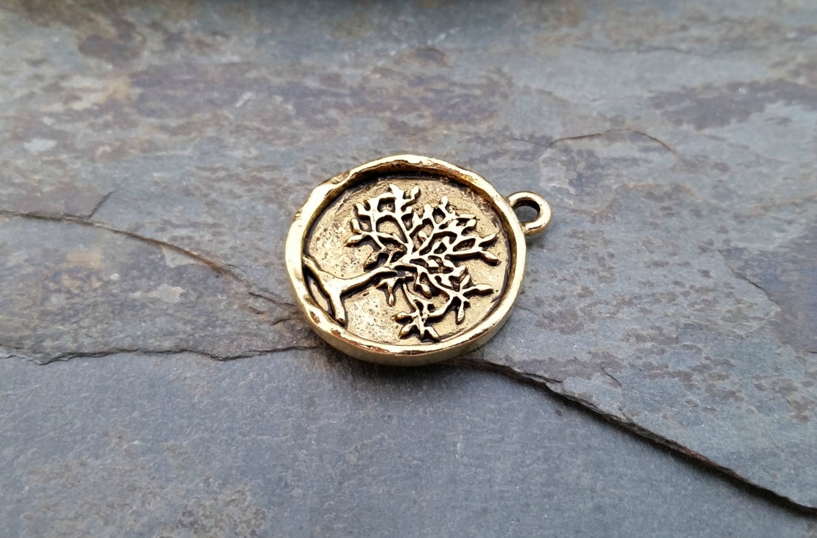 Tree of Life Coin Pendant Charm Gold Pewter N28tree of life | Etsy