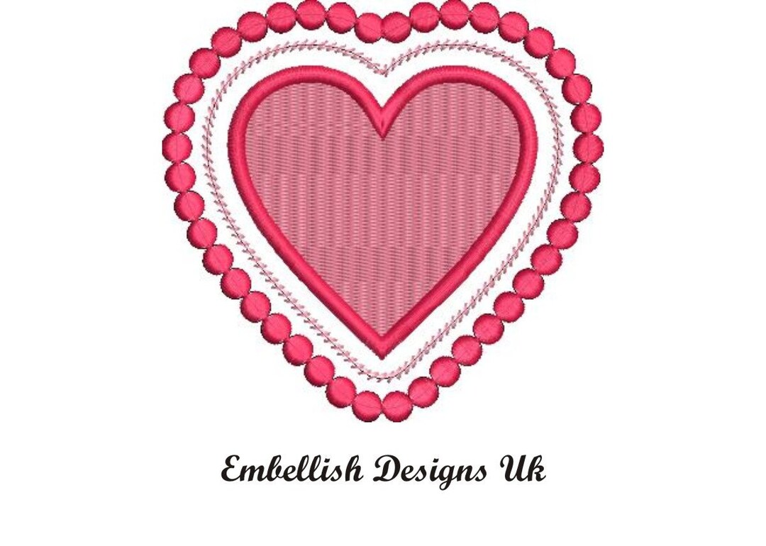 Heart Shape Machine Embroidery Design - 4 Colour - Etsy