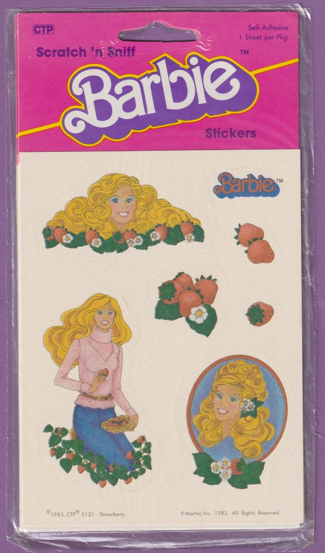 Vintage CTP Barbie Scratch & Sniff STRAWBERRY Stickers SEALED - Etsy