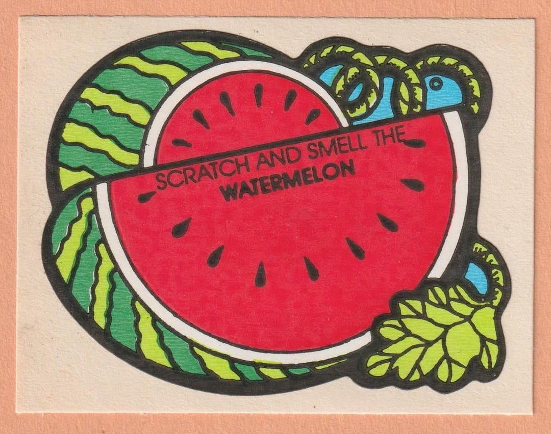 Sticker vintage pastèque Mello Smello à gratter et à renifler - Etsy France