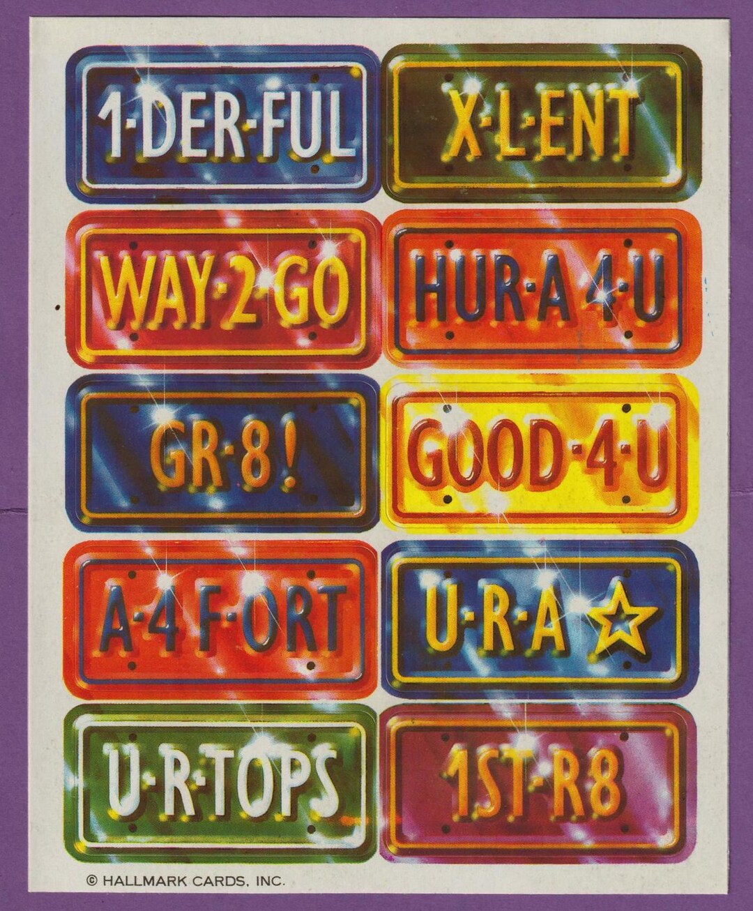 Vintage 1980s HALLMARK License Plate Sticker Sheet - Etsy