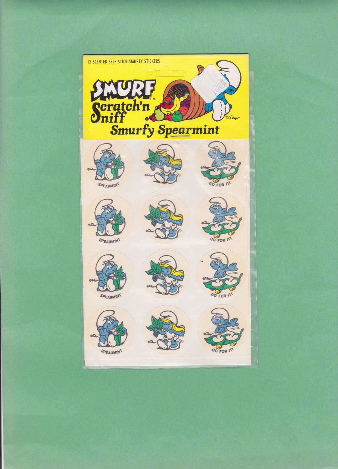 Vintage Smurf Scratch & Sniff Stickers Smurfy Spearmint - Etsy