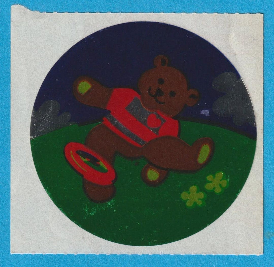 Vintage 1980s Metallic Sandylion Bear Playing Frisbee - Etsy