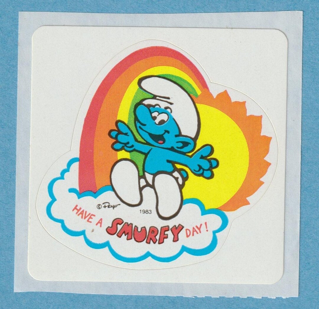 Vintage Smurf Sticker Have A Smurfy Day! - Etsy