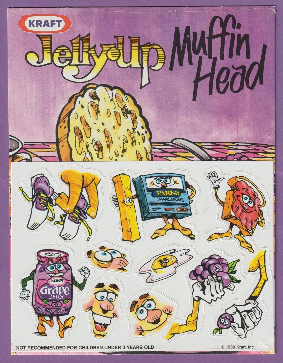 Vintage 1980s KRAFT Jelly up Muffin Head Sticker Pack - Etsy