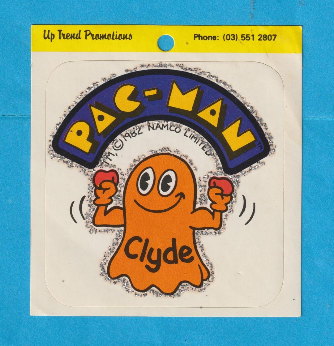 Vintage NAMCO 1980s GLITTER Pac Man Sticker CLYDE - Etsy