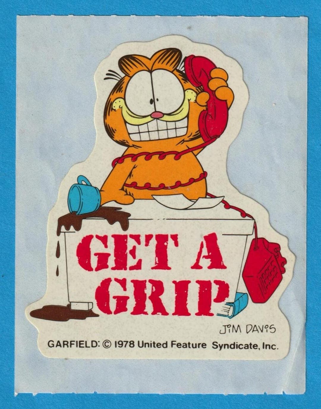 Vintage 1978 Garfield Untied Feature Syndicate Sticker GET A GRIP - Etsy