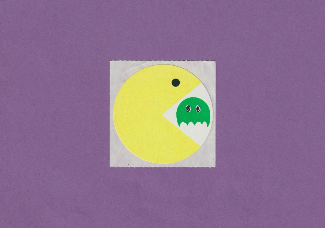 Vintage 1980s Sandylion Pacman Sticker GREEN Monster - Etsy