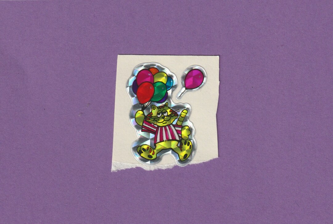 Vintage 1980s BJ Prism Sticker Cat Balloons - Etsy