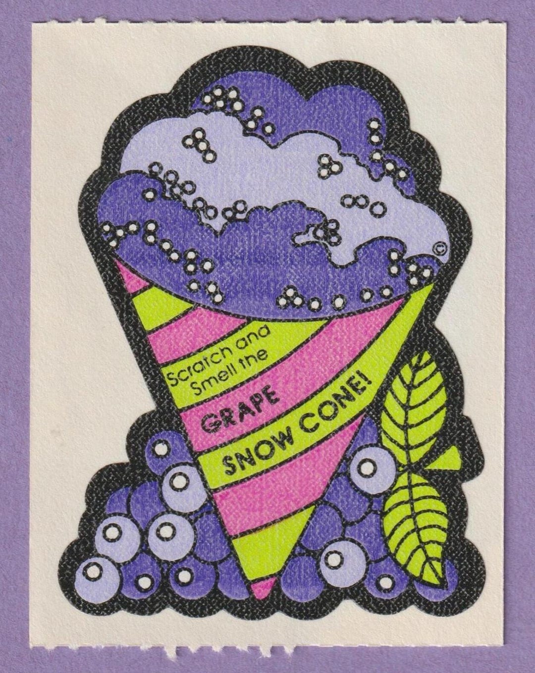 Vintage Mello Smello Scratch & Sniff Sticker GRAPE Snow-cone - Etsy