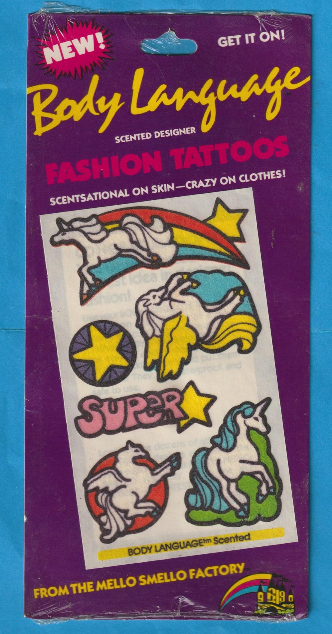 Vintage Mello Smello BODY LANGUAGE Scratch & Sniff TATTOO Unicorns - Etsy