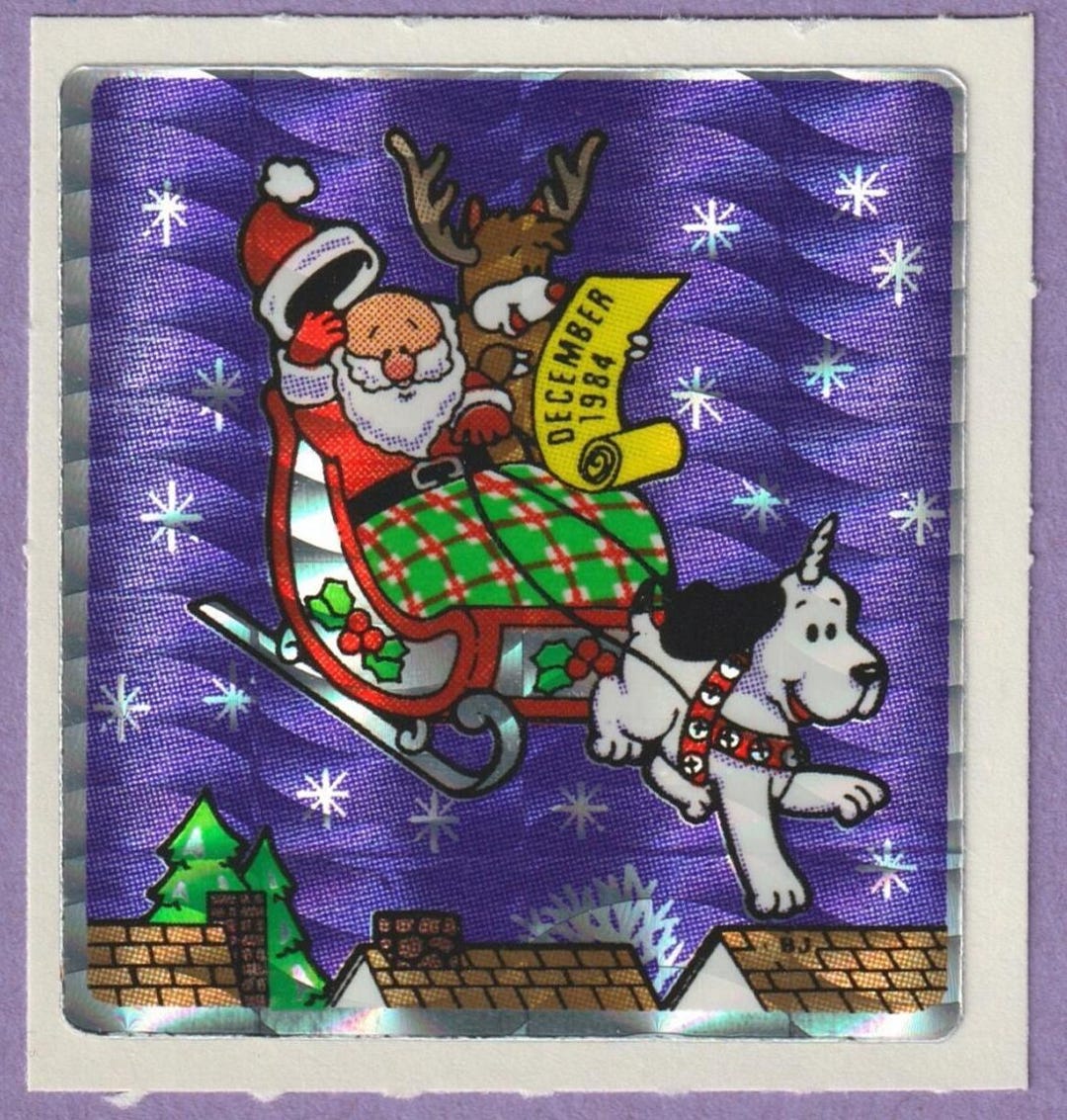 Vintage 1980s Prism Sticker Santa Sleigh DECEMBER - Etsy