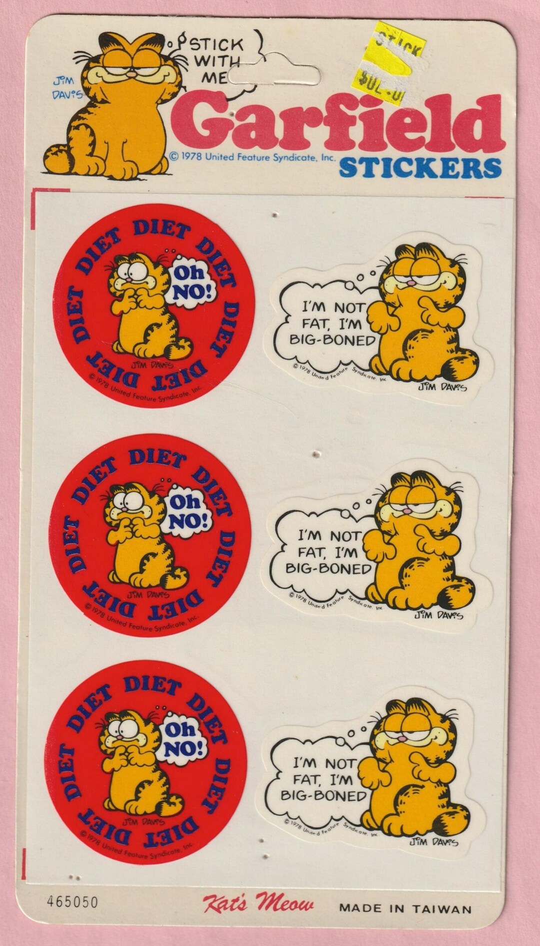 Vintage 1978 Garfield Kats Meow Stickers #2 - Etsy