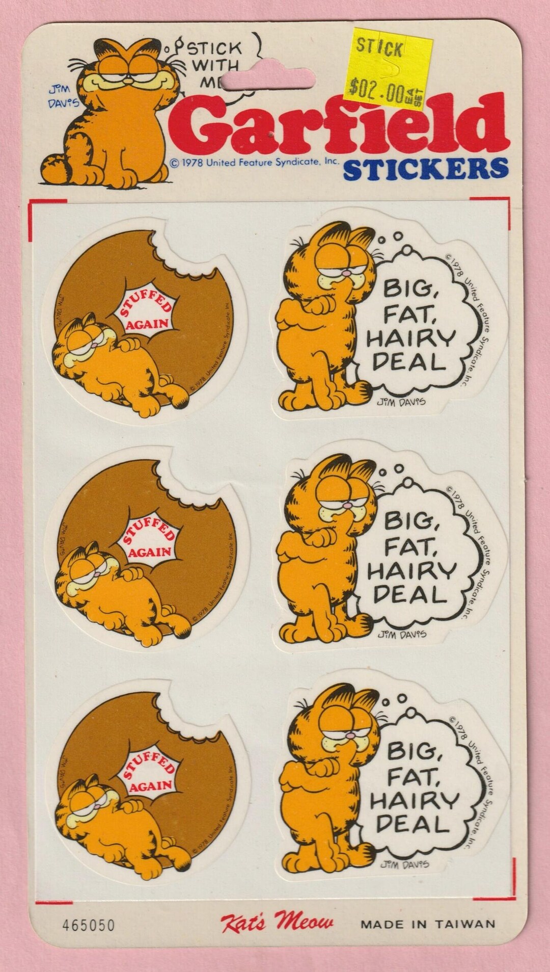 Vintage 1978 Garfield Kats Meow Stickers #5 - Etsy