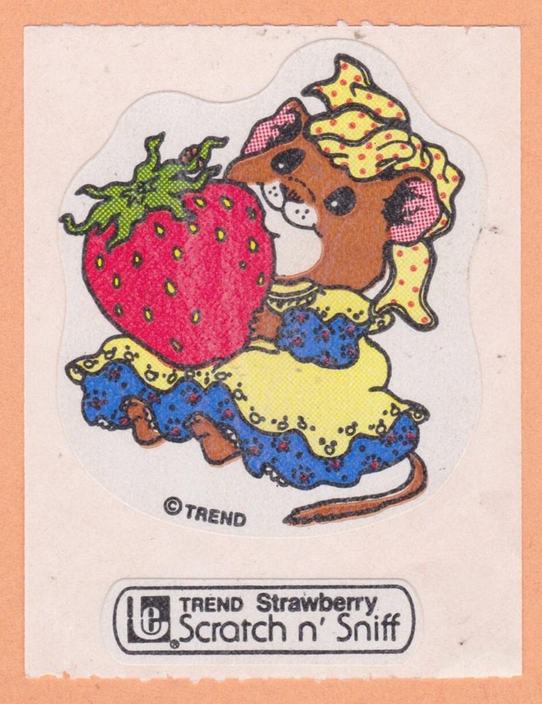 Vintage Large MOUSE Trend Scratch & Sniff Sticker STRAWBERRY - Etsy