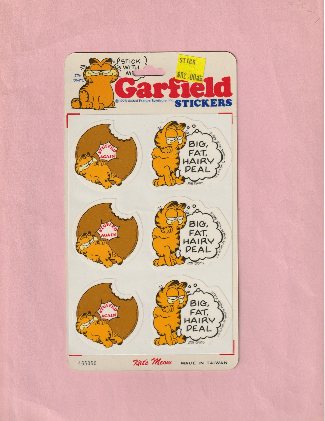 Vintage 1978 Garfield Kats Meow Stickers 5 - Etsy