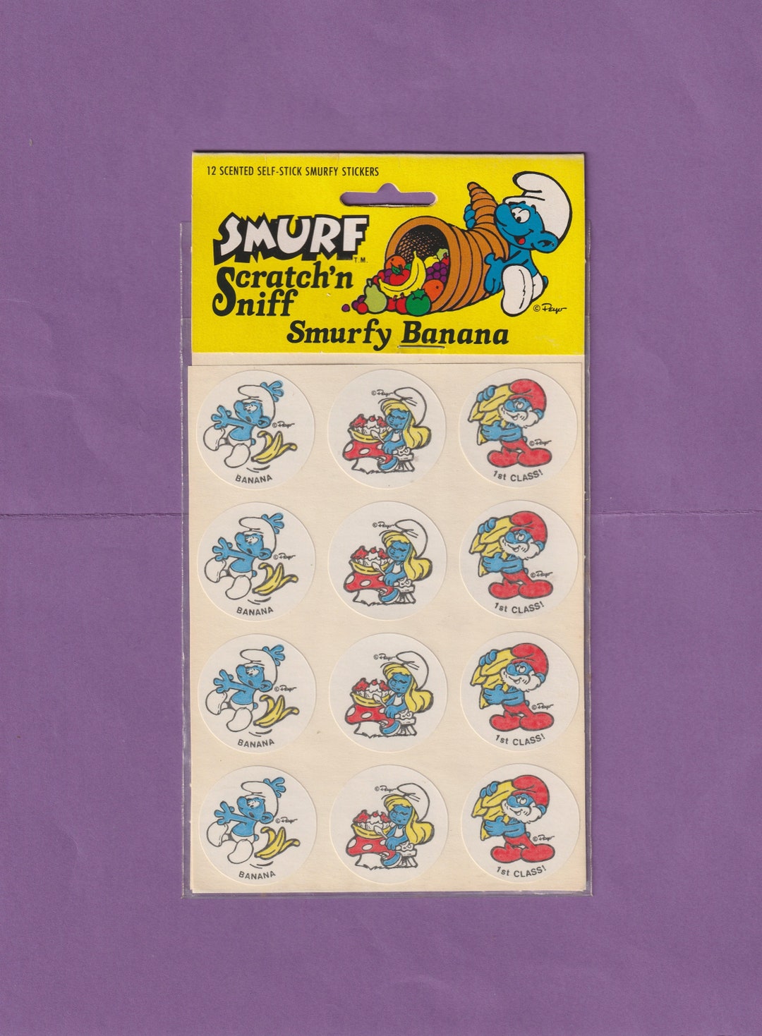 Vintage Smurf Scratch & Sniff Stickers Smurfy BANANA - Etsy