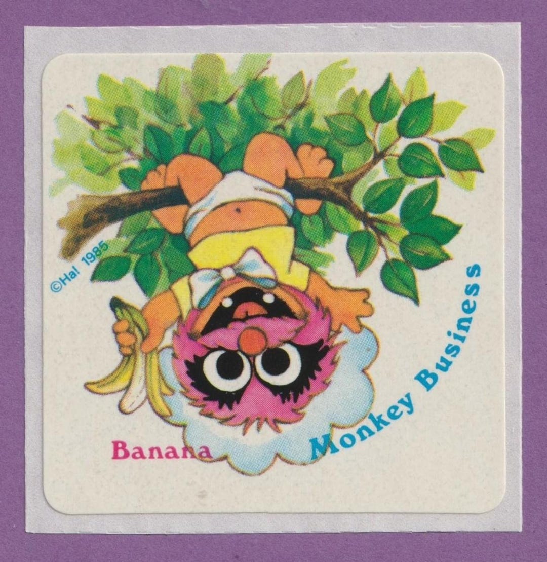 Vintage Muppet Babies ANIMAL Scratch & Sniff Sticker BANANA - Etsy