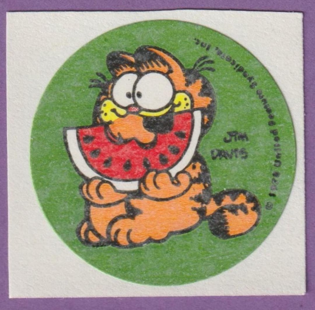 Vintage 1980s Garfield Watermelon Scratch & Sniff Sticker by Kats Meow ...