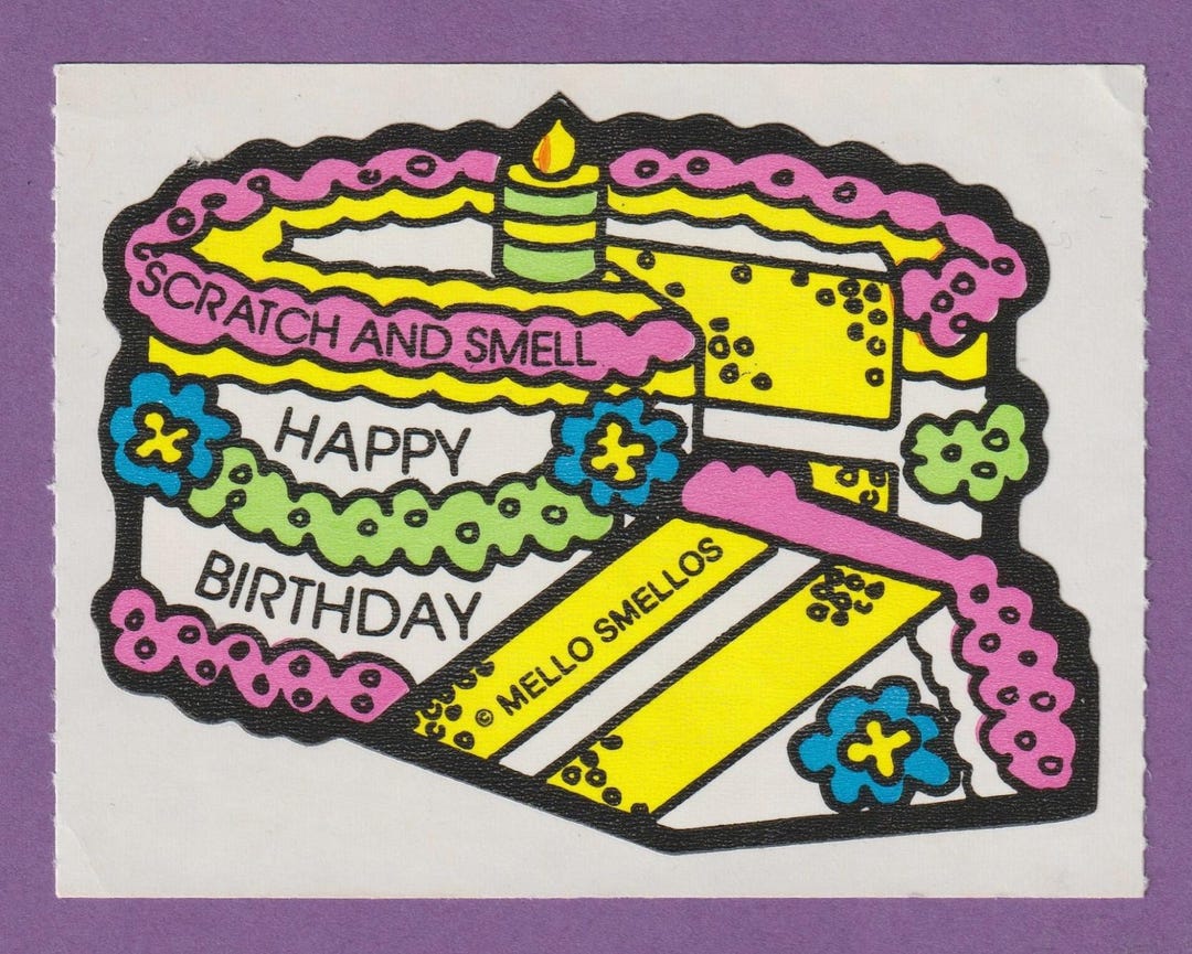 RARE Big Vintage Mello Smello Scratch & Sniff Sticker BIRTHDAY CAKE - Etsy