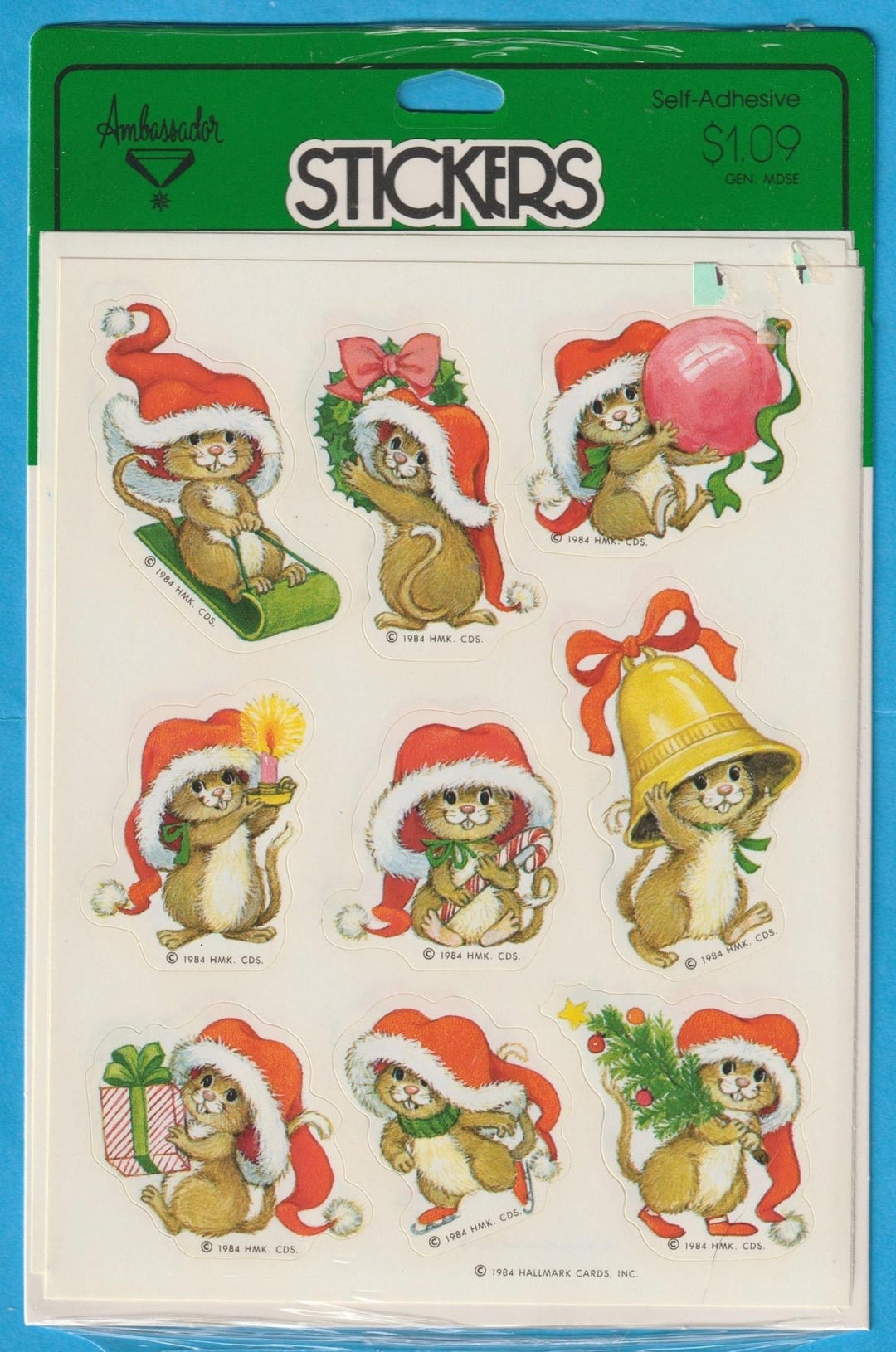 Vintage 1980s Ambassador Christmas Mouse Sticker Pack - Etsy