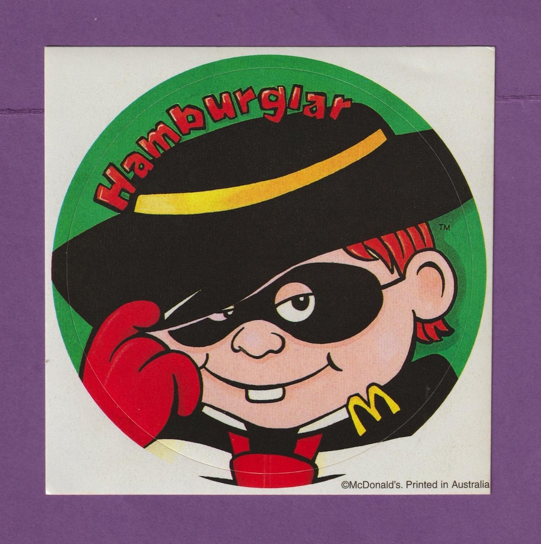 Vintage LARGE 1980s Mcdonalds Sticker HAMBURGLAR - Etsy